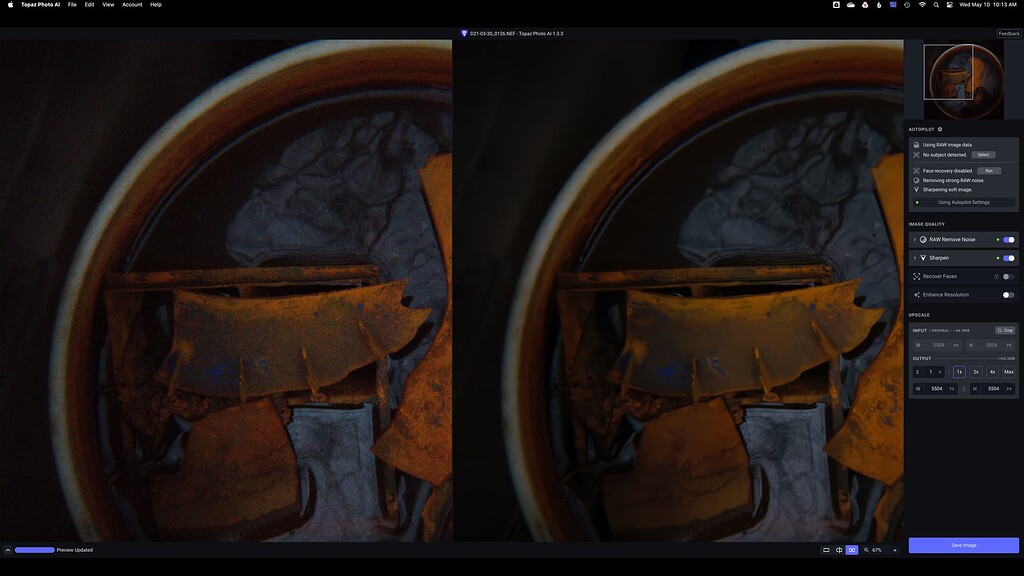 Discrepancy between processed view and saved image - Bugs and Issues - Topaz Community
