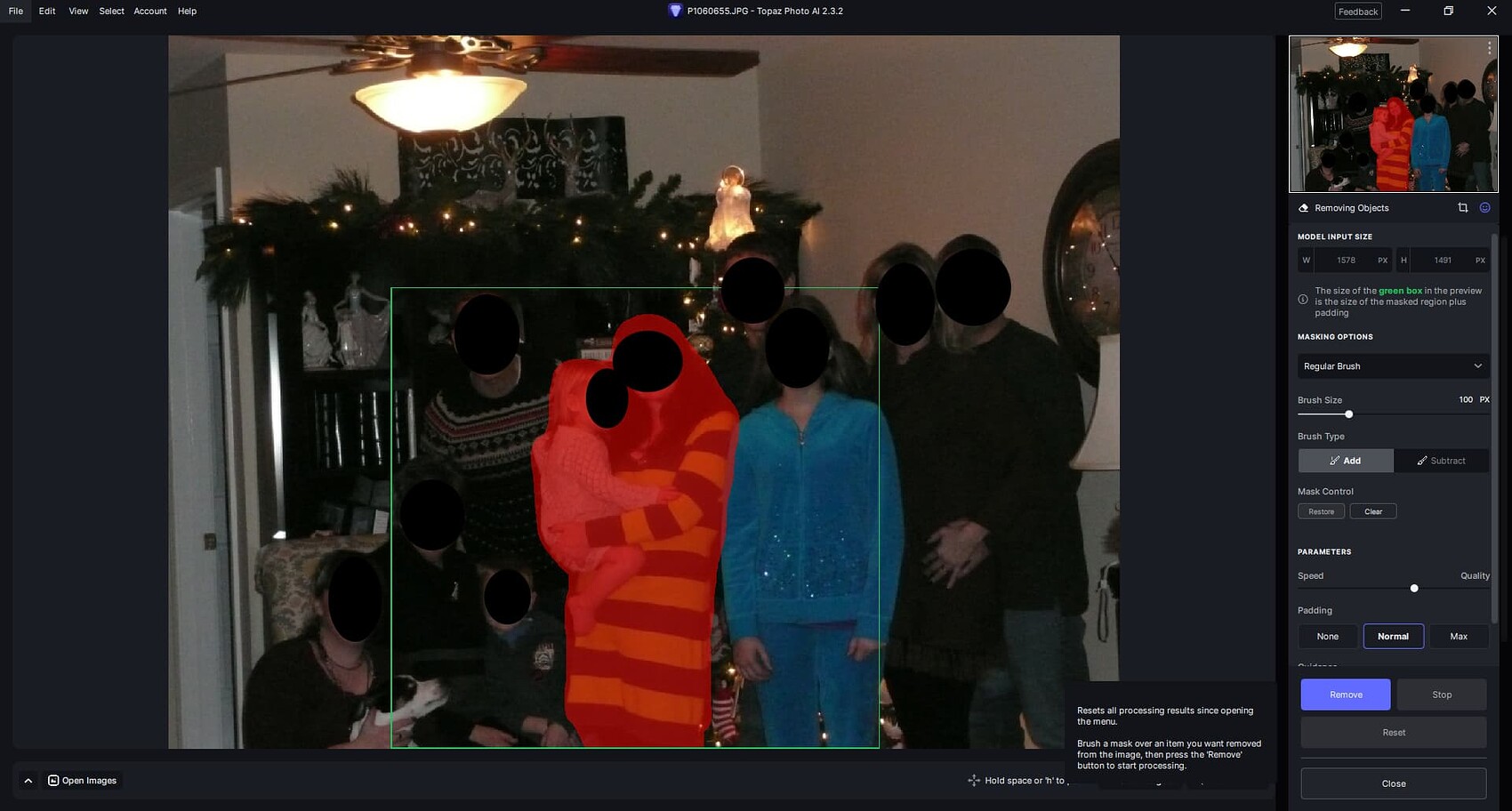 "Remove" functionality generates random face/person - General - Topaz ...