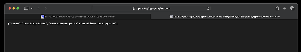 Activation Issue | MacOS | { "error" : "invalid_client" , "error ...