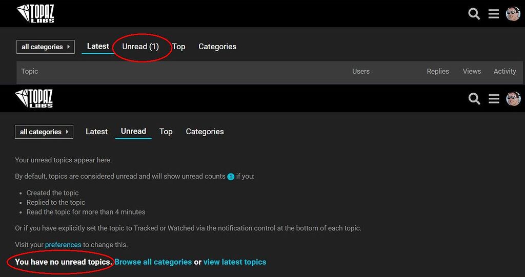 Unread flag stuck (again) - Site Feedback - Topaz Community
