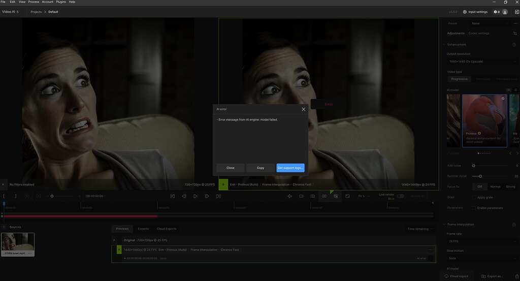 Video Preview does not work, error message saying "model failed" - Bugs ...