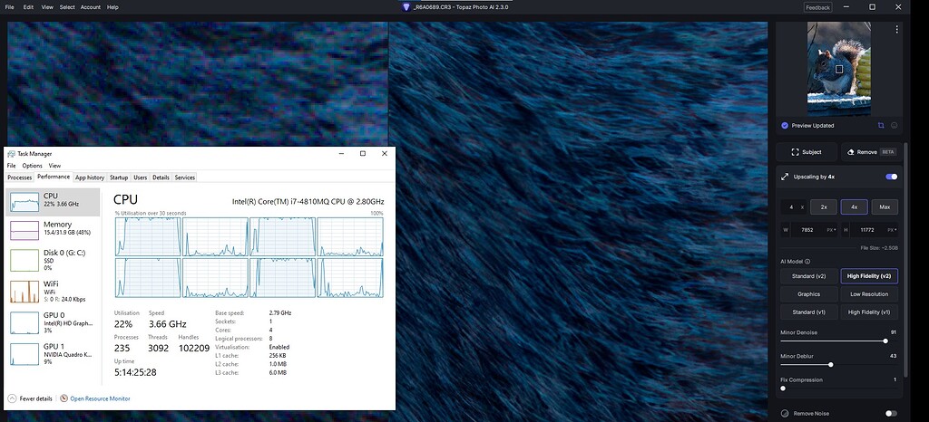Upgraded to V2.3.0 - CPU core usage drop from 8 to 4 - Bugs and Issues ...