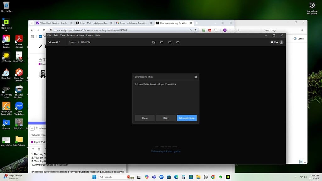 Error loading 1 file in update to v6.0.2, C:/Users/Public/Desktop/Topaz ...