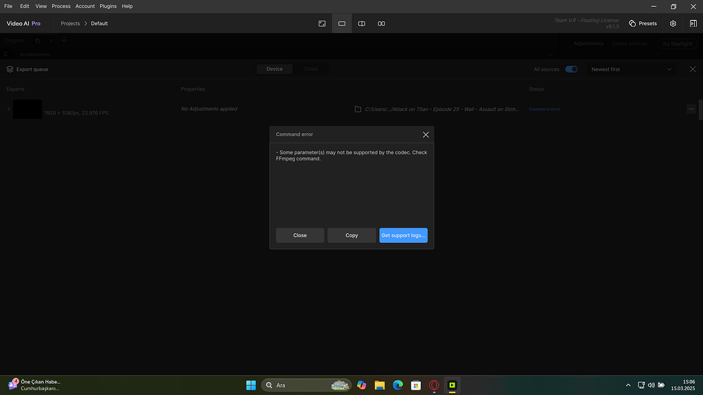Ffmpeg Command Error Bugs And Issues Topaz Community 7055
