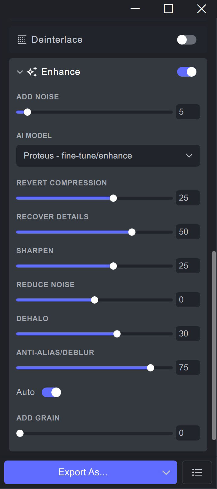 Proteus parameters 1080 to 4k - General - Topaz Community