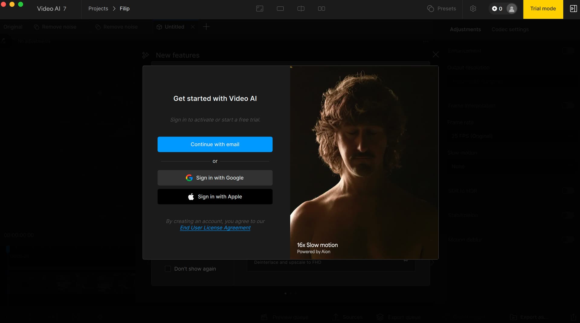 I can't use the trial version because the login window doesn't close even after the system ...