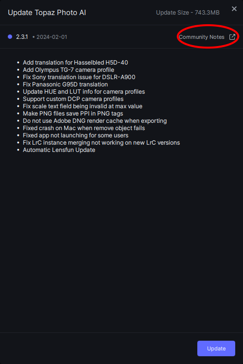 Minor Bug in Update Dialog… - Bugs and Issues - Topaz Community